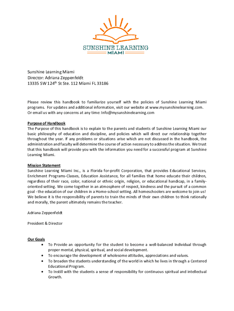 Fillable Online High School in action!!!Sunshine Learning Miami you ...