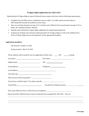 Fillable Online Pi Sigma Alpha Application for 2022-2023 Fax Email ...