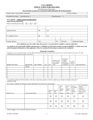 Fillable Online TAX CREDIT APPLICATION FOR HOUSING Fax Email Print ...