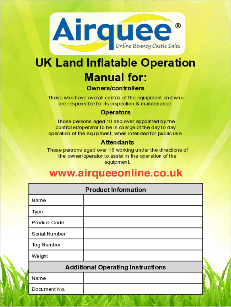 Fillable Online Bouncy castles and other play inflatables: safety ...