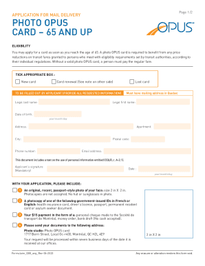 Fillable Online PHOTO OPUS CARD 65 AND UP Fax Email Print - pdfFiller