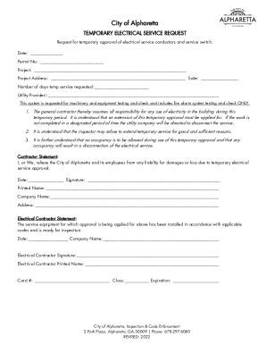 Fillable Online Temporary Electrical Service Request Fax Email Print ...