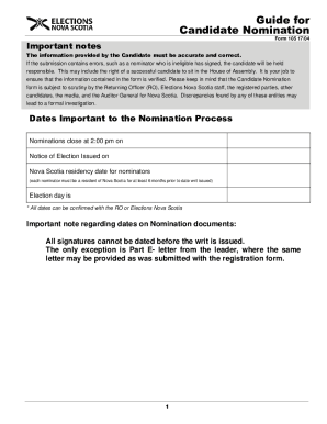 Fillable Online Guide for Candidate Nomination Fax Email Print - pdfFiller
