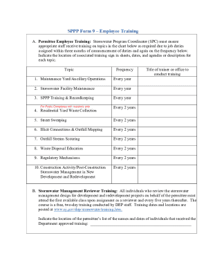 Fillable Online SPPP Form 9 Employee Training Fax Email Print - pdfFiller
