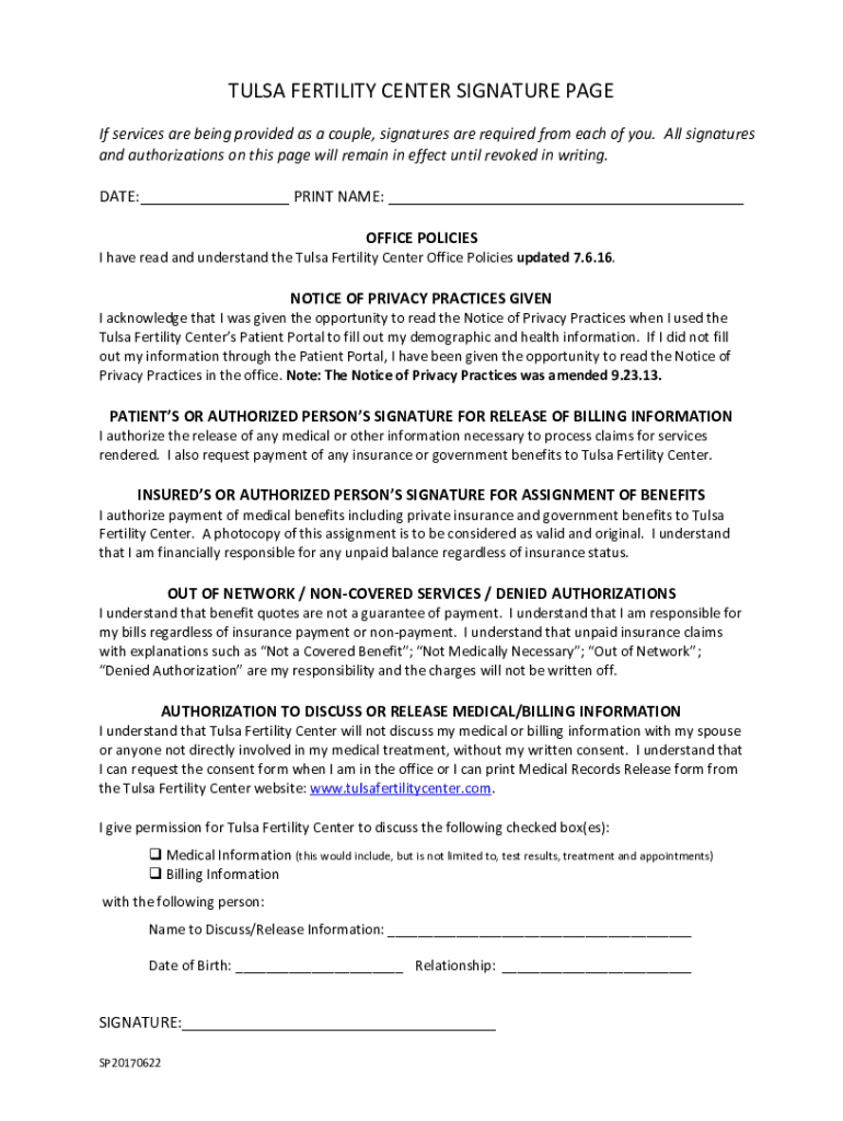 Fillable Online Forms - Tulsa Fertility Center Fax Email Print - pdfFiller