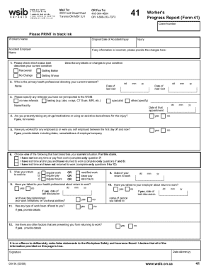 Fillable Online Wsib Form Progress Report 41 Fax Email Print - pdfFiller