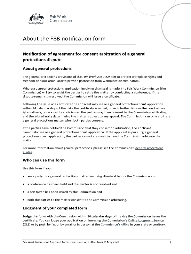 Fillable Online Form F8BNotification of agreement for consent ...