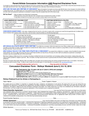 Fillable Online Concussion Information AND Required Disclaimer Form Fax ...