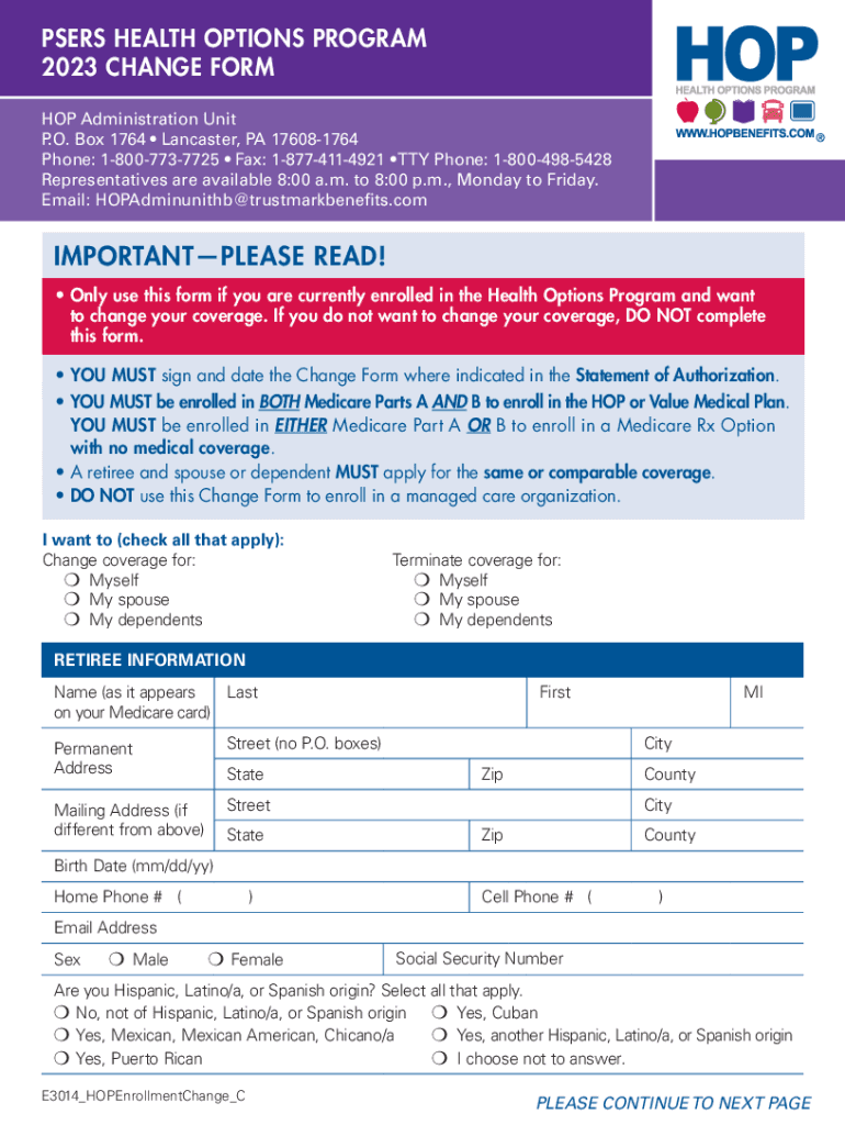 Fillable Online psers health options program application Fax Email ...