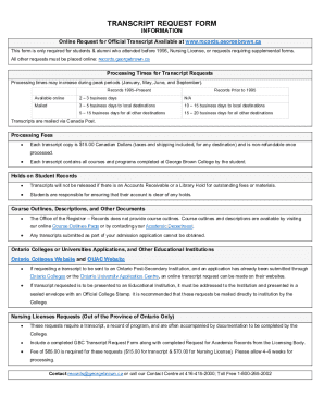 Fillable Online Q. How do I request a transcript? - Ask George Brown College Fax Email Print ...