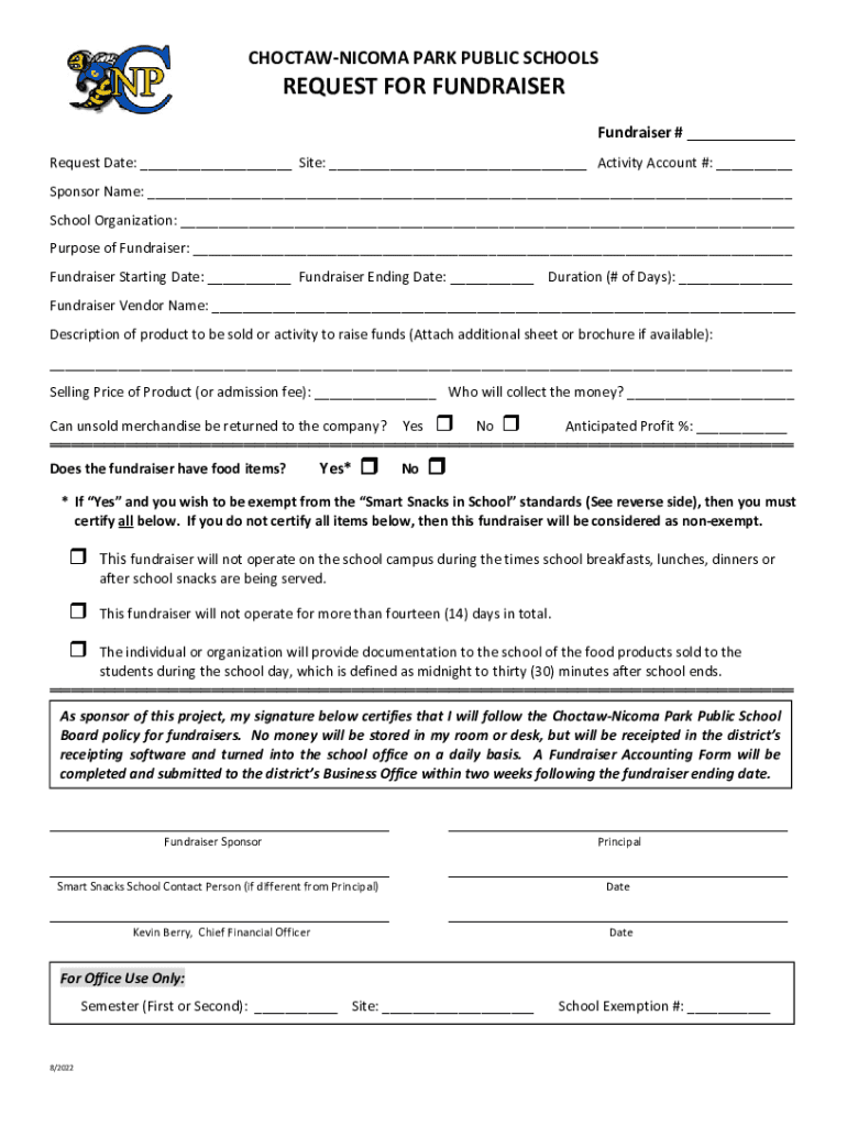 Fillable Online Fund Raiser Request Form FY 2022-23 Fax Email Print ...