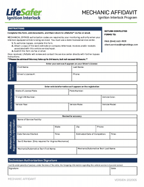 Fillable Online MECHANIC AFFIDAVIT. MECHANIC AFFIDAVIT Ignition ...