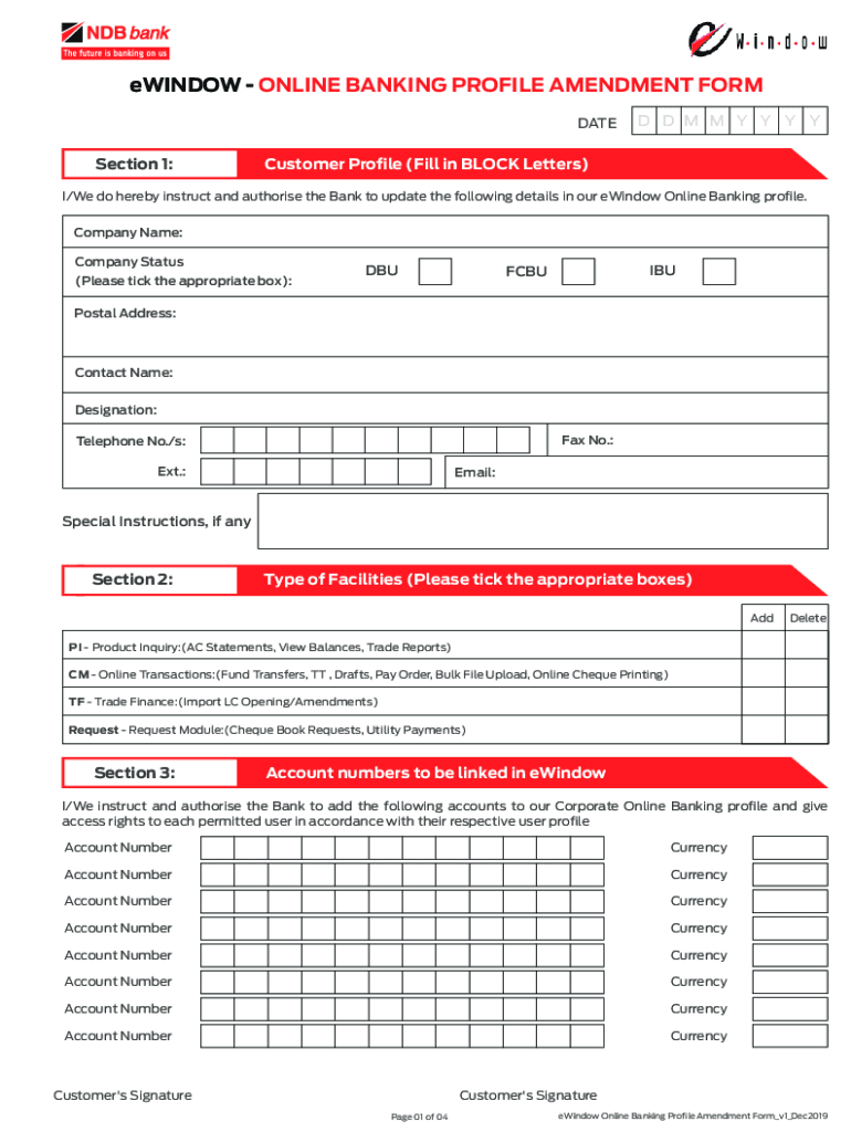 Fillable Online eWINDOW - ONLINE BANKING APPLICATION FORM Fax Email ...
