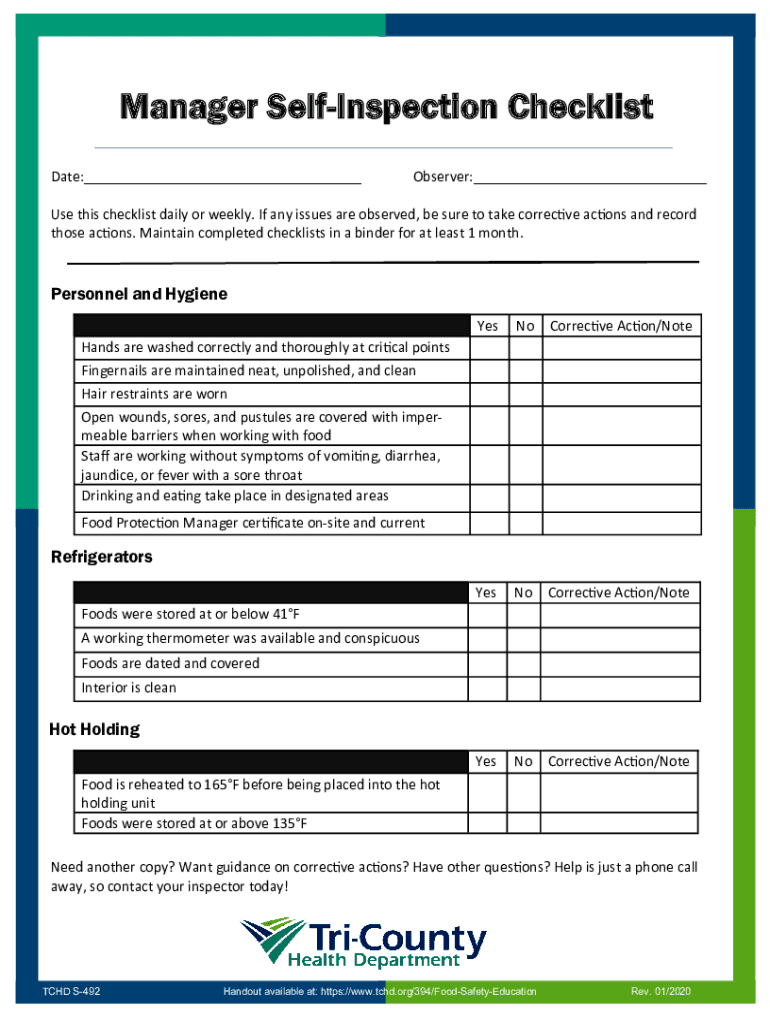 Fillable Online What is a Food Premises Self-Inspection Checklist? Fax ...