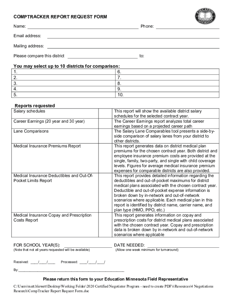 Fillable Online COMPTRACKER REPORT REQUEST FORM - Name Fax Email Print ...