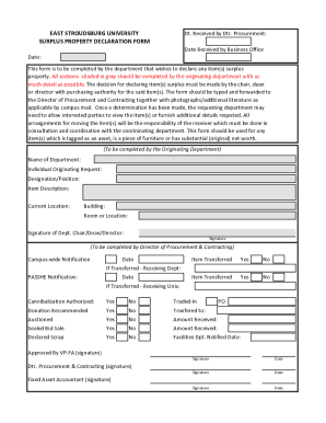 Fillable Online East Stroudsburg University Surplus property Declaration Form Fax Email Print ...