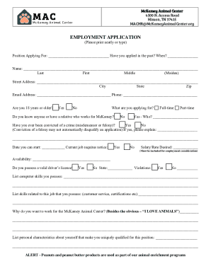 Fillable Online EMPLOYMENT APPLICATION - SpaceCraft Fax Email Print - pdfFiller