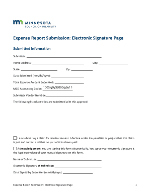 Fillable Online Expense Report Submission. Electronic signature page ...