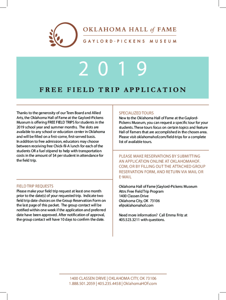 Fillable Online FREE FIELD TRIP APPLICATION - SpaceCraft Fax Email ...