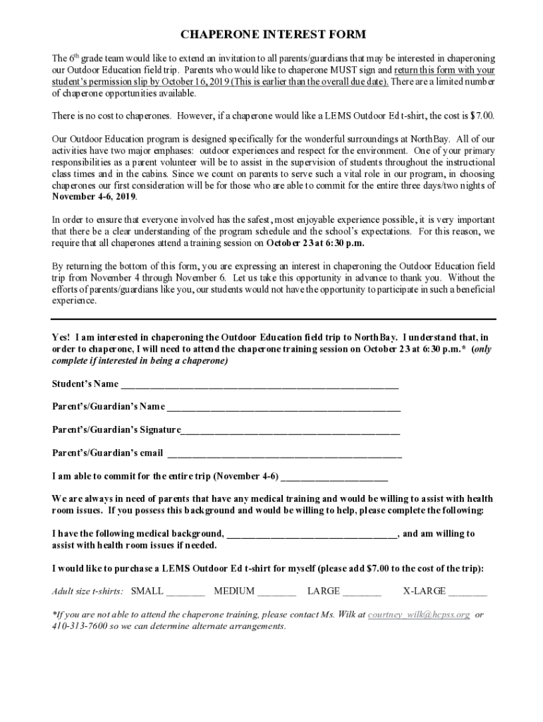 Fillable Online lems hcpss 11 Chaperone Interest Form.docx Fax Email ...