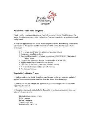 Fillable Online Social Work Program - Application Fax Email Print ...