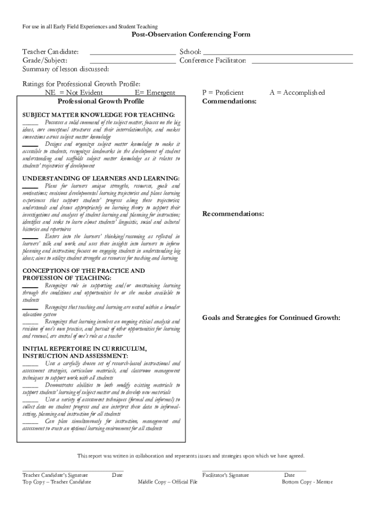 Fillable Online peabody vanderbilt For use in all Early Field Experiences and Student Teaching ...