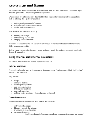 Fillable Online IB Diploma Programme / Internal and External ...