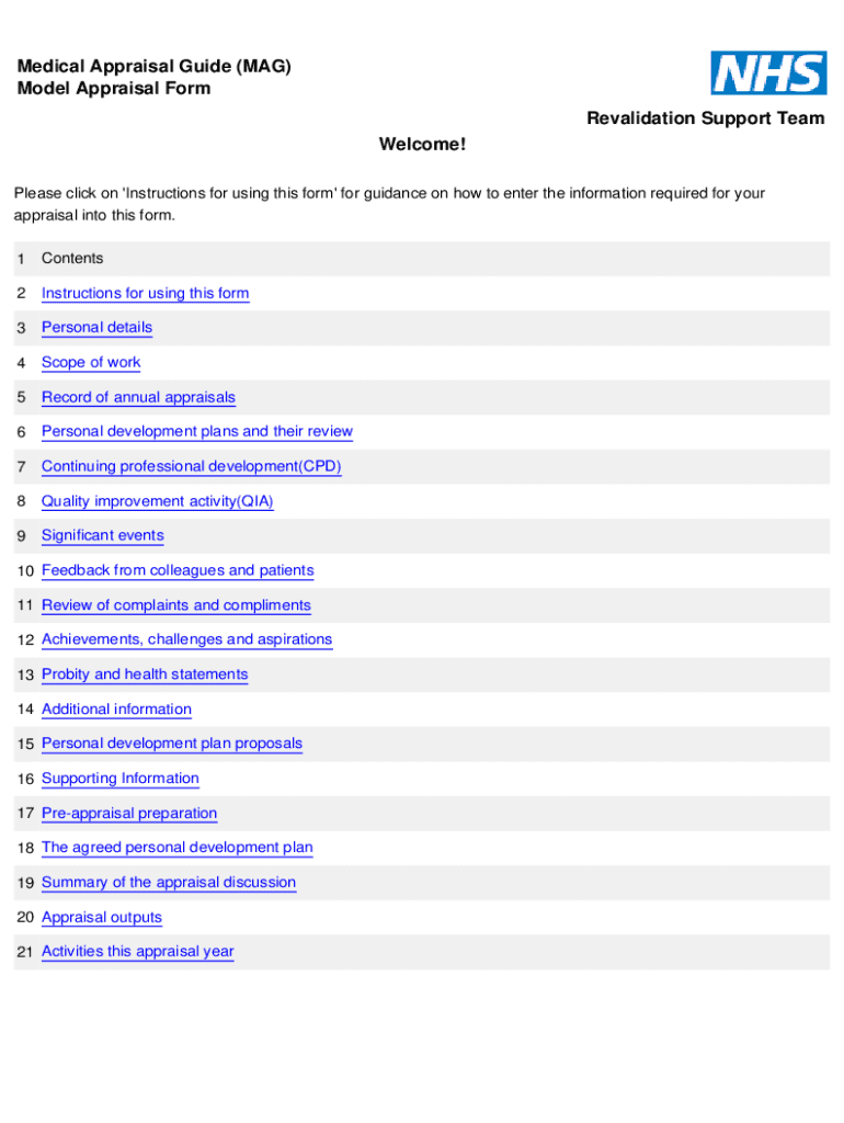 Fillable Online Medical appraisal guide (MAG) model appraisal form Fax ...