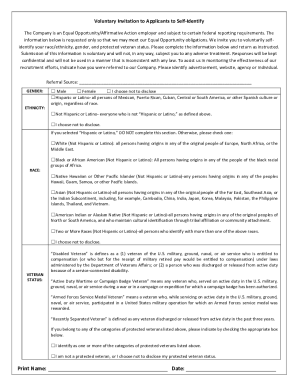 Fillable Online Voluntary Invitation to Applicants to Self-Identify Fax Email Print - pdfFiller