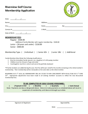 Fillable Online Riverview Golf & Country Club - Member Packet with ...