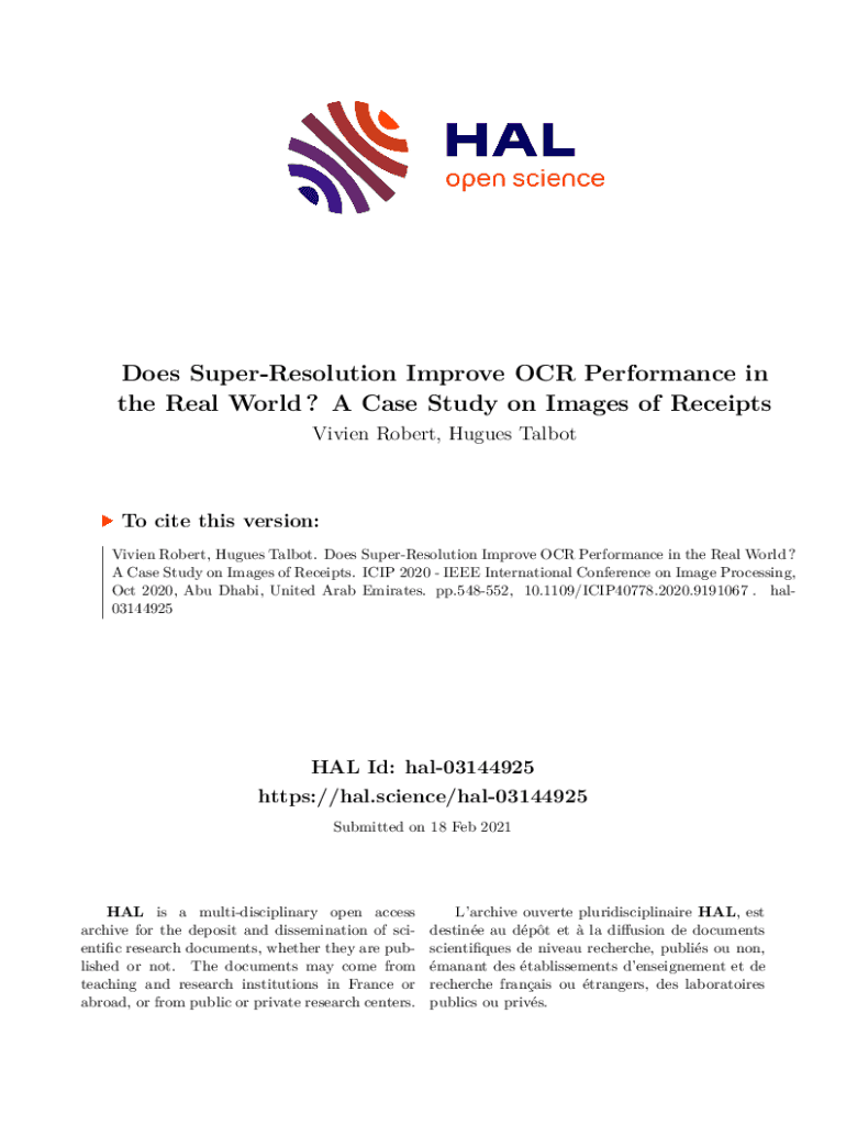 Fillable Online Does Super Resolution Improve Ocr Performance In The Real Fax Email Print