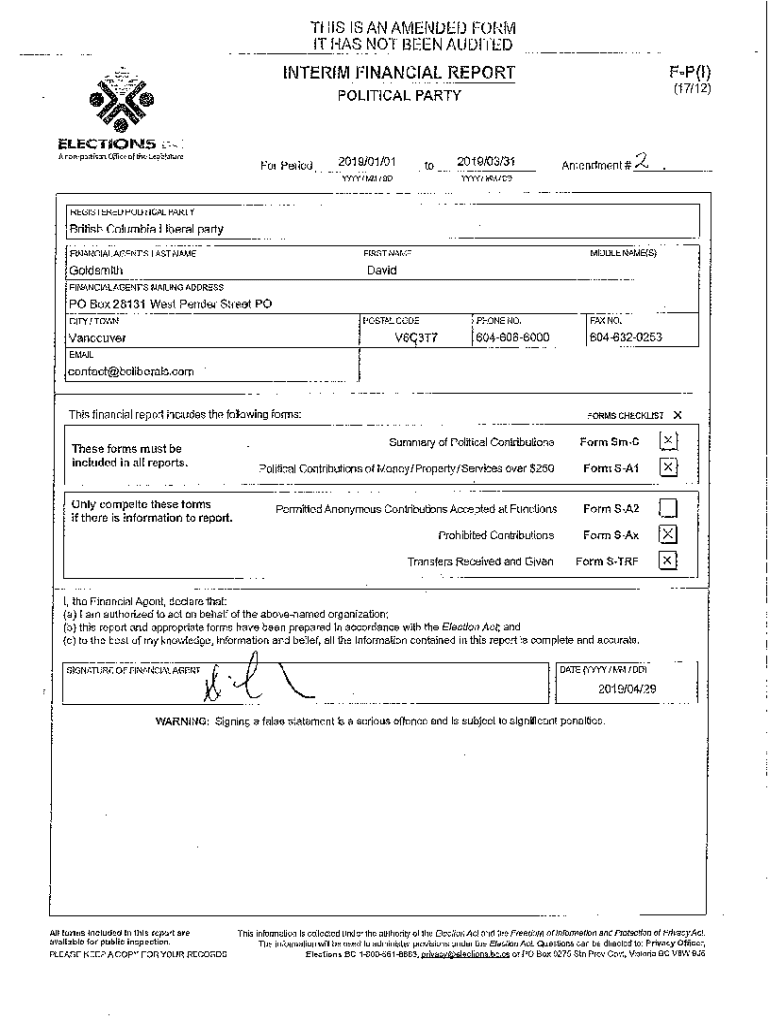 Fillable Online THIS IS AN AMENDED FORM IT HAS NOT BEEN AUDITED Fax ...