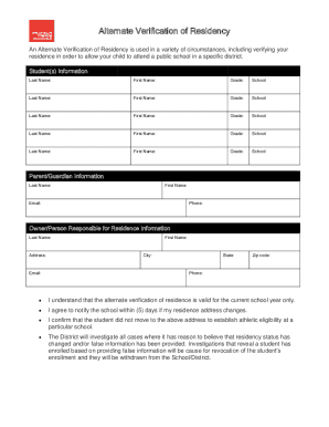 Fillable Online Livingston ISD - Alternate Verification of Residency ...