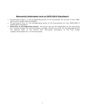 Fillable Online Manuscript Submission form at CSIR-CSIO Chandigarh Fax ...