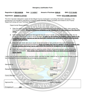 Fillable Online Emergency Justification Form Requisition #: REQ1800538 ...
