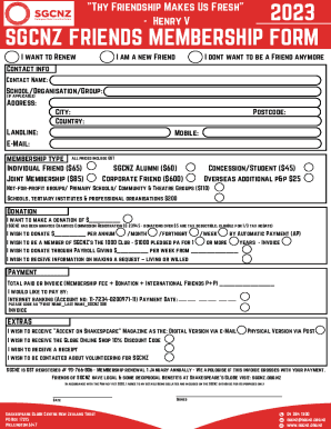 Fillable Online SGCNZ Friends Membership Form Fax Email Print - pdfFiller