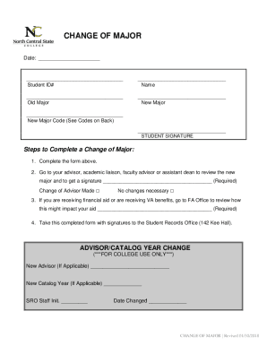 Fillable Online Change Of Major Form 04012020.pdf Fax Email Print ...