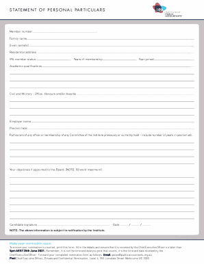 Fillable Online STATEMENT OF PERSONAL PARTICULARS Fax Email Print ...