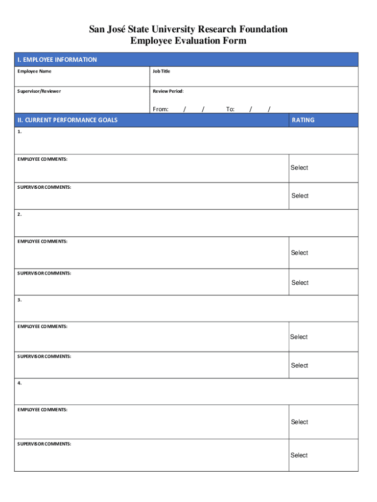 Fillable Online Employee Performance Review Form Fax Email Print ...