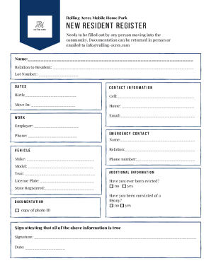 Fillable Online New Resident Register Fax Email Print - pdfFiller
