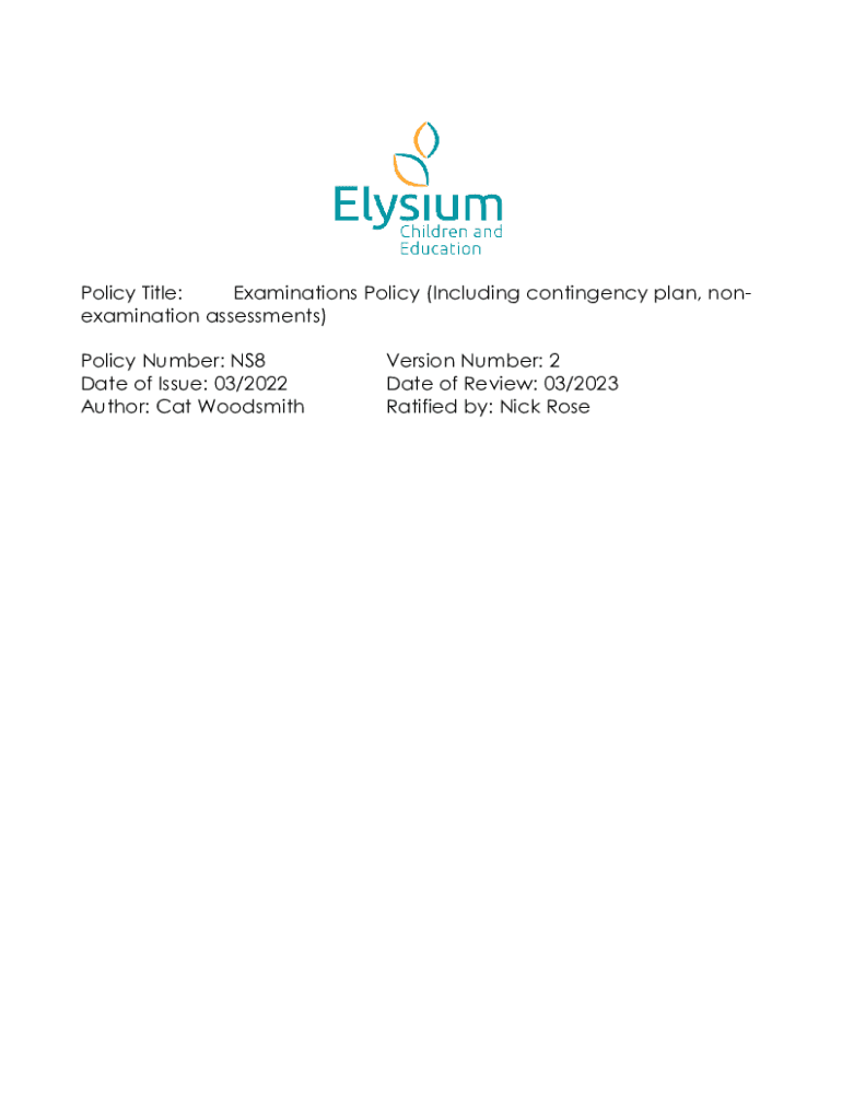 Fillable Online Exams policy template v0.2 Fax Email Print - pdfFiller