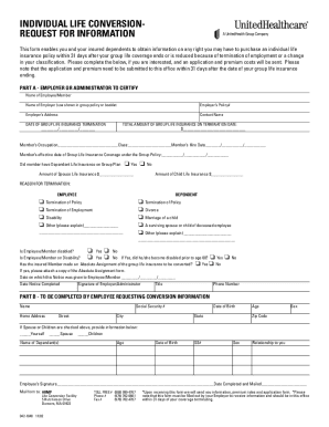 Fillable Online individual life conversion request for information Fax ...