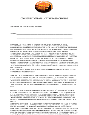 Fillable Online CONSTRUCTION APPLICATION ATTACHMENT Fax Email Print - pdfFiller