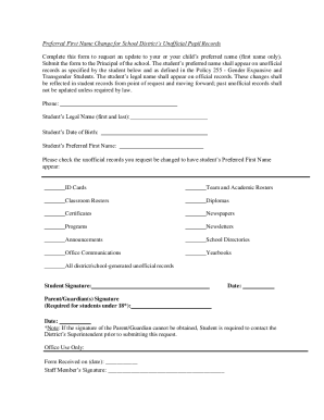 Fillable Online Preferred Name Change Request Form Fax Email Print - pdfFiller