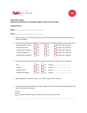 Fillable Online Feedback Form CPD Seminar entitled Fax Email Print ...