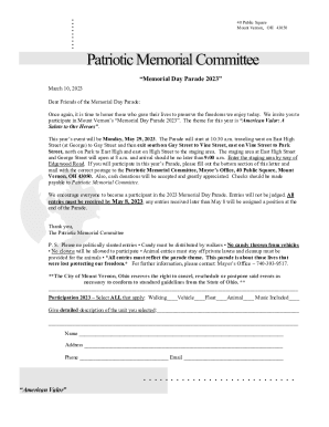 Fillable Online Memorial Day Parade, Ceremony to Honor the Fallen Fax ...