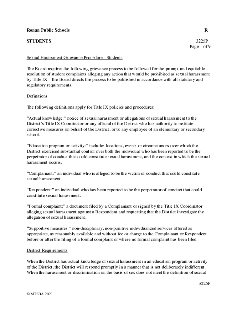 Fillable Online Title IX Sexual Harassment Grievance Procedure Fax Email Print - pdfFiller