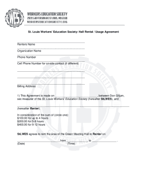 Fillable Online hall-rental-agreement.docx Fax Email Print - pdfFiller