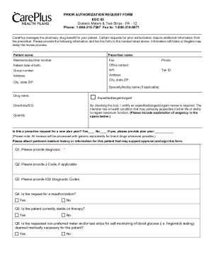 Fillable Online PRIOR AUTHORIZATION REQUEST FORM EOC ID: Diabetic ...