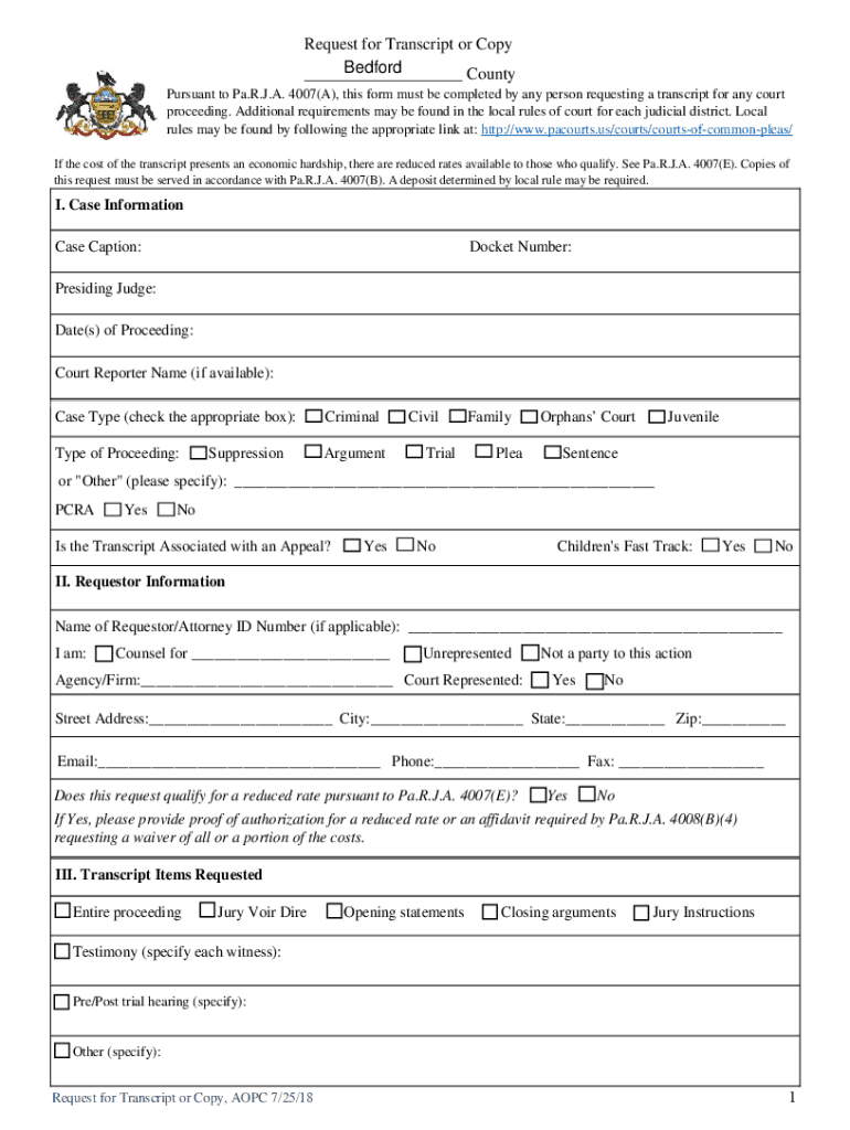 Fillable Online Request for Transcript or Copy - The Philadelphia ...